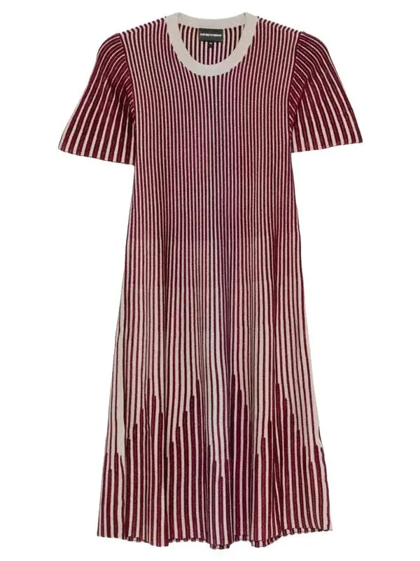 Emporio Armani Striped Short-sleeve Midi Dress - Red