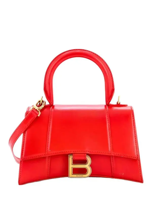 Balenciaga Hourglass Top Handle Bag Leather Xs Crossbody Bag - Red