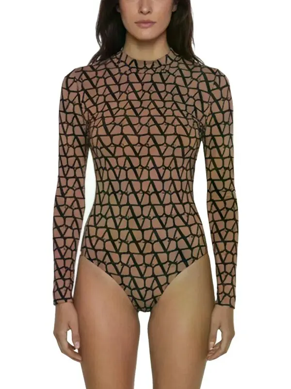 Valentino Garavani Iconographe Print Bodysuit - Brown