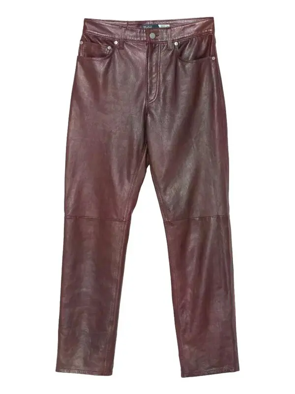 Polo Ralph Lauren Leather Wide-leg Trousers - Red