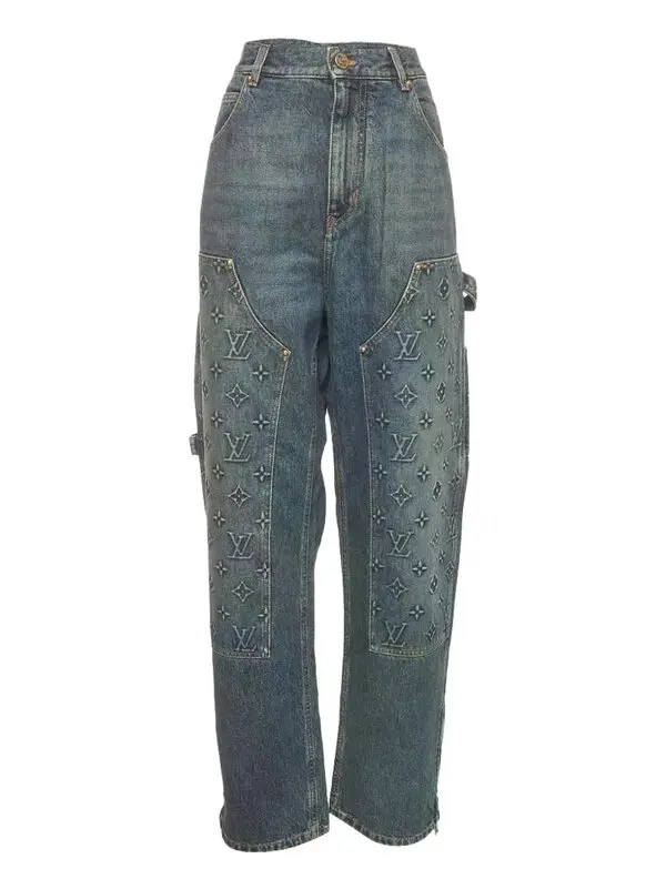 LOUIS VUITTON Monogram Straight-leg Jeans - Blue