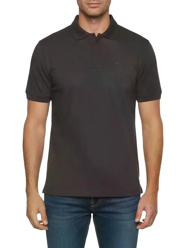 Emporio Armani Logo Embroidered Piqué Polo Shirt - Grey