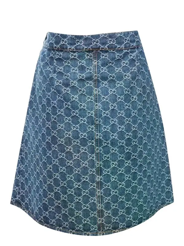 Gucci Gg Monogram Jacquard Denim Midi Skirt - Blue
