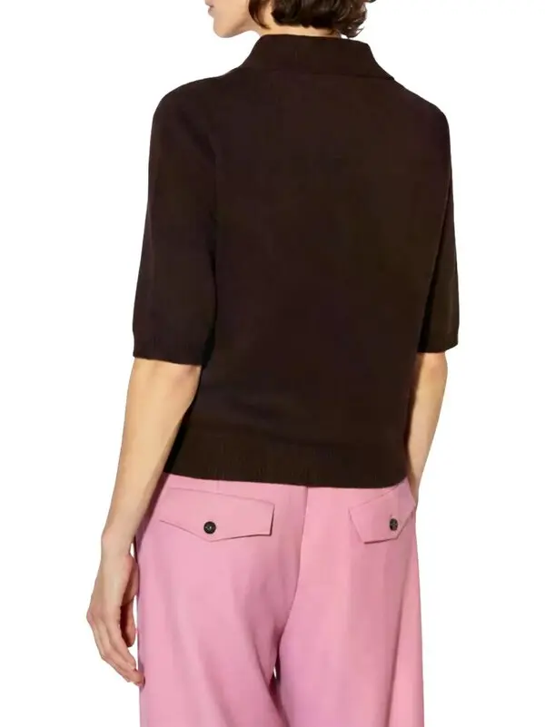 Liviana Conti Isma Argyle Short-sleeve Sweater - Brown
