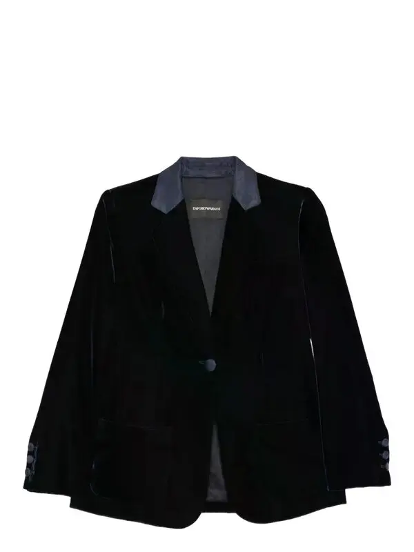 Emporio Armani Velvet Single-breasted Jacket - Blue