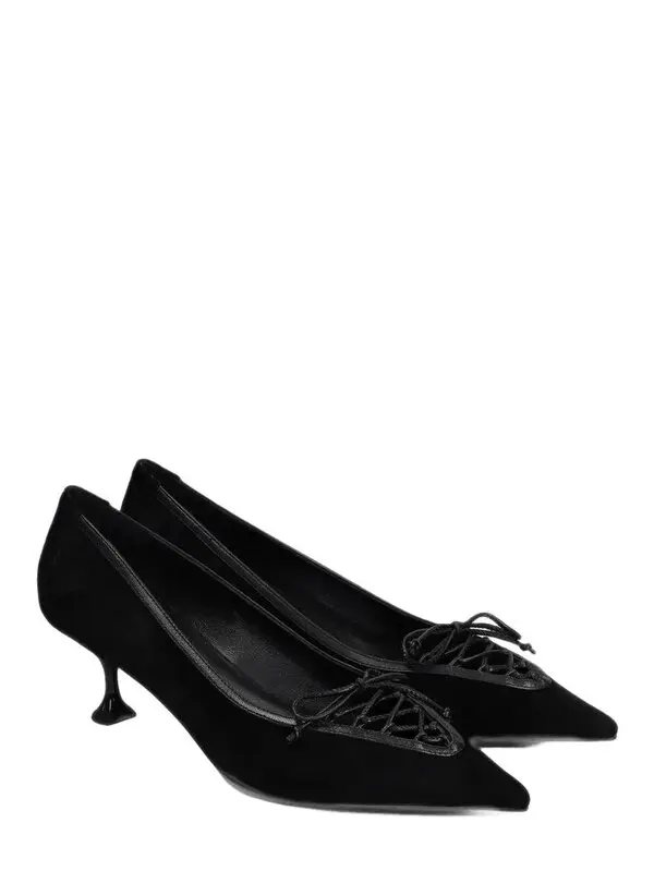 Lola Cruz Daniela Lace-up Pointed-toe Pumps - Black