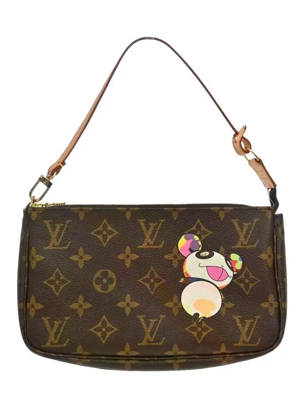LOUIS VUITTON 2004 Monogram Panda Pochette Accessoires Shoulder Bag - Brown