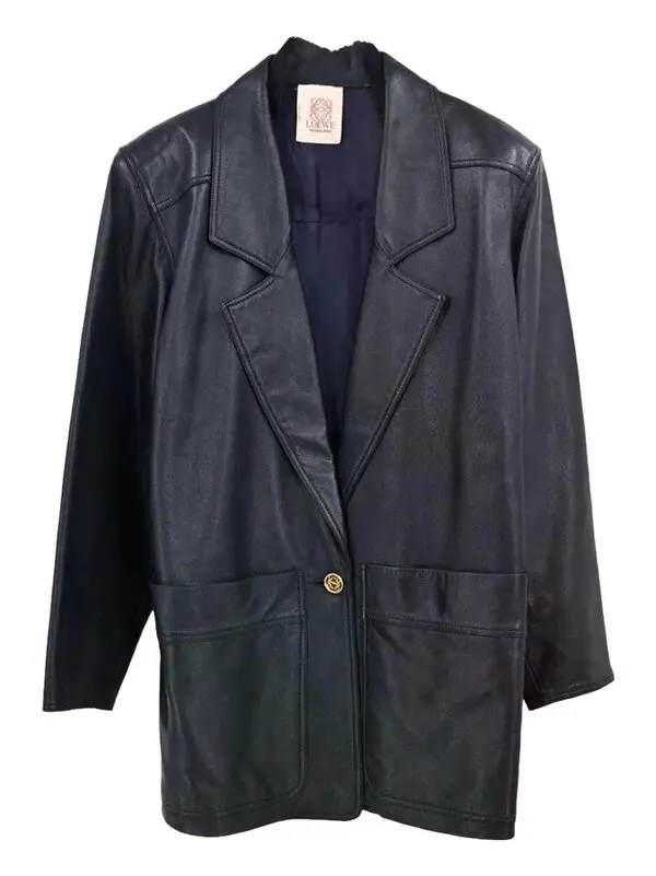 Loewe Anagram-button Notched-lapel Jacket - Blue
