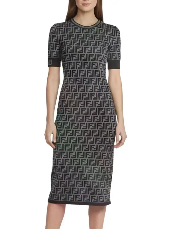 Fendi Zucca-monogram Mini Dress - Grey
