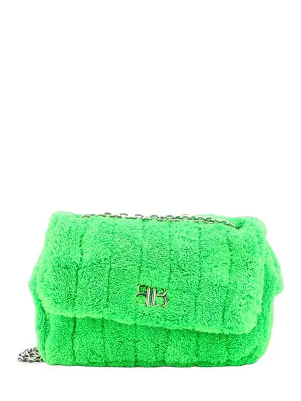 Balenciaga Monaco Chain Flap Quilted Terry Cloth Mini Shoulder Bag - Green
