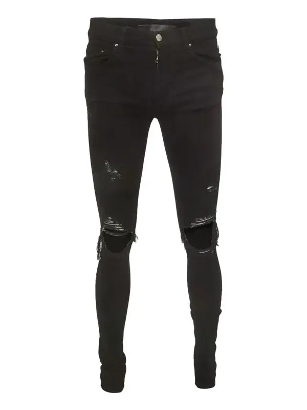 Amiri Striped Distressed Jeans - Black