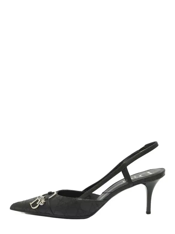 Dior Cannage Quilted Slingback Sandals - Black