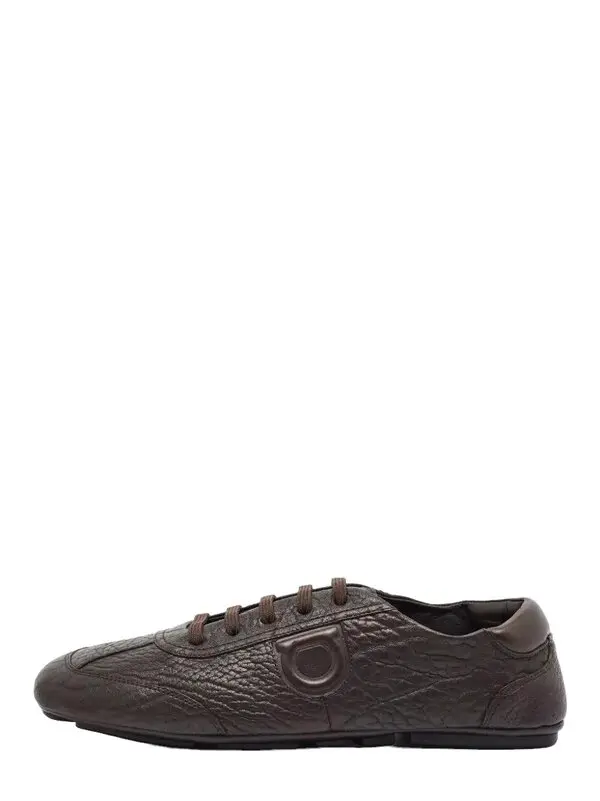 FERRAGAMO Gancio Leather Sneakers - Brown