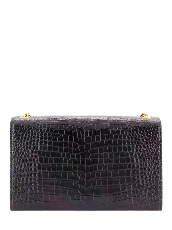 Saint Laurent Classic Monogram Tassel Crocodile Embossed Leather Medium Crossbody Bag - Black