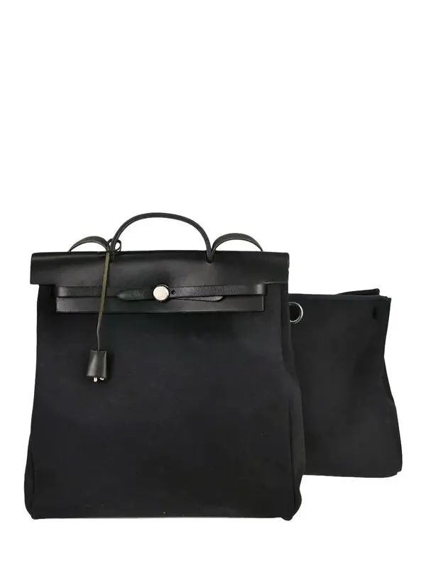Hermès 1999 Mm Herbag Toile Officier Two In One Handbag - Black