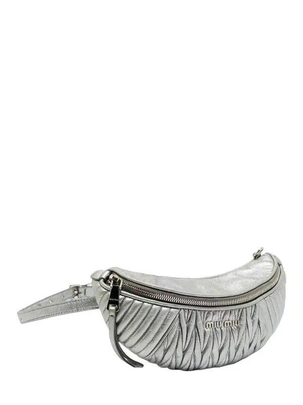 Miu Miu Matelassé Leather Belt Bag - Silver