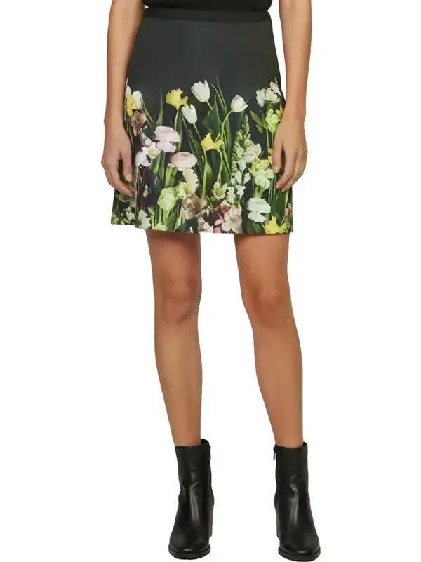 Victoria Beckham X Target Floral-print A-line Mini Skirt - Black