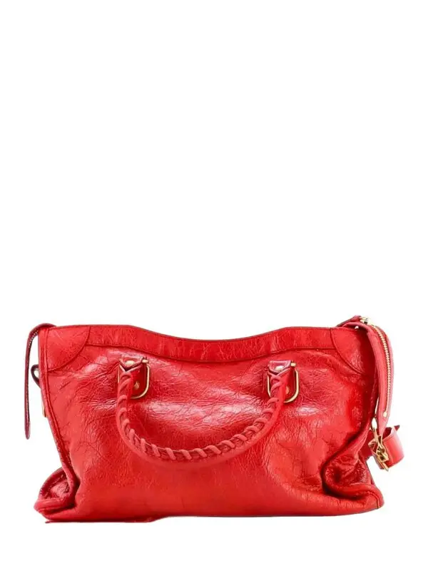 Balenciaga City Classic Metallic Edge Bag Leather Small Satchel - Red