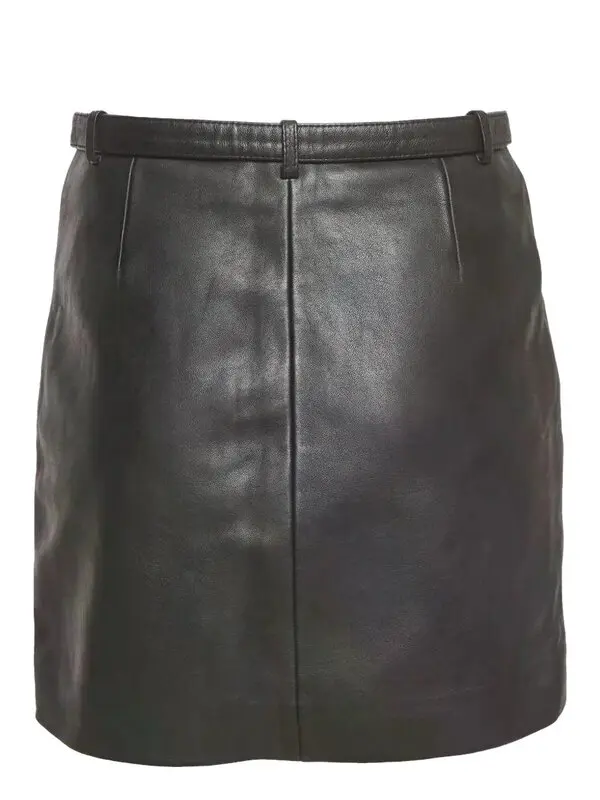Maje Belted Leather Skirt - Black
