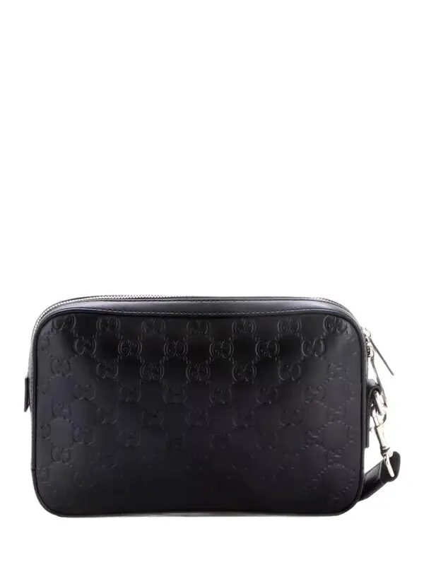 Gucci Wristlet Guccissima Leather Clutch Bag - Black