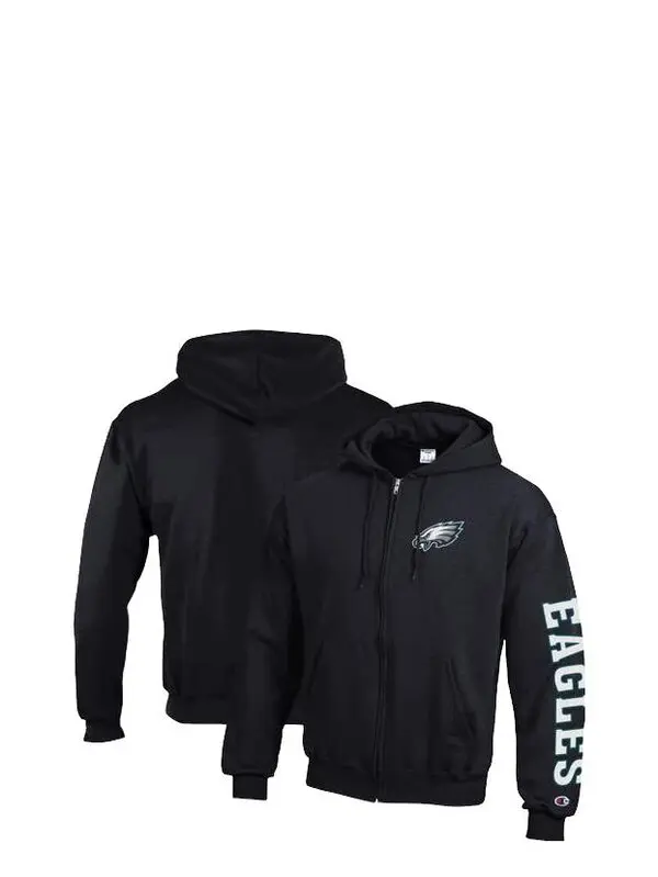 Champion Philadelphia Eagles Powerblend Fleece Full-zip Hoodie - Black