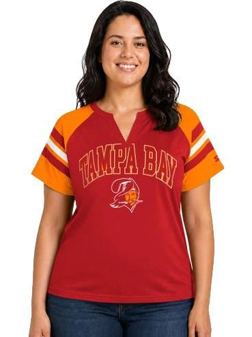 STARTER Tampa Bay Buccaneers Throwback Game On Notch Neck Raglan T-shirt - Red