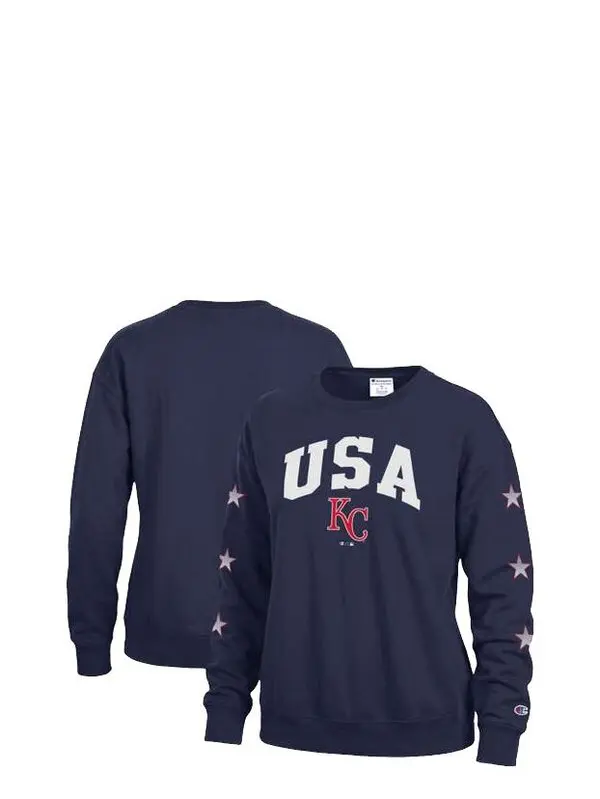 Champion Kansas City Royals Americana Fleece Crewneck Sweatshirt - Navy