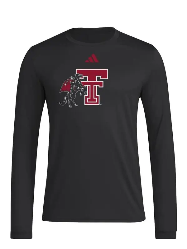 Adidas Texas Tech Red Raiders Primary Locker Logo Pre-game Long Sleeve T-shirt - Black