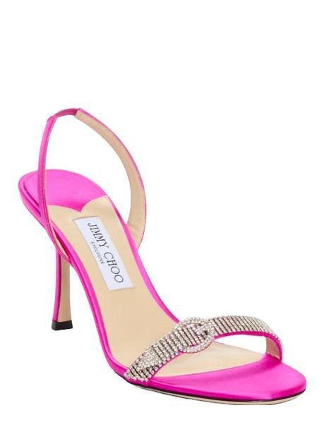 JIMMY CHOO Jenn Crystal Slingback Sandal - Fuchsia/crystal