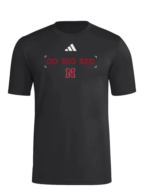 Adidas Nebraska Huskers Locker Slogan Football Pre-game T-shirt - Black