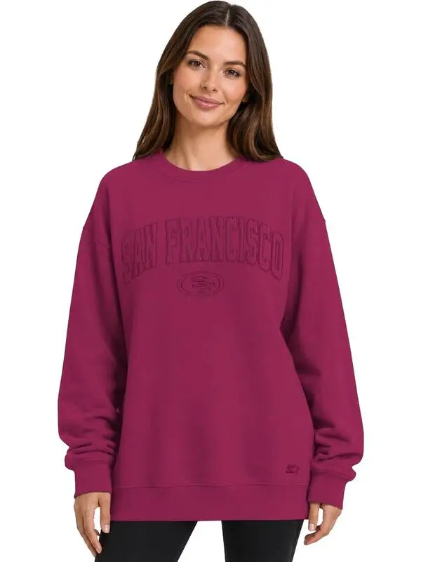 STARTER San Francisco 49ers Athleisure Oversized Fleece Sweatshirt - Maroon