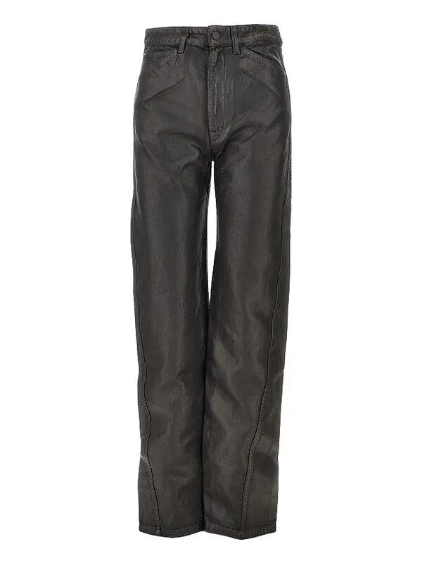 LEMAIRE Coated Denim Twisted Pants - Brown