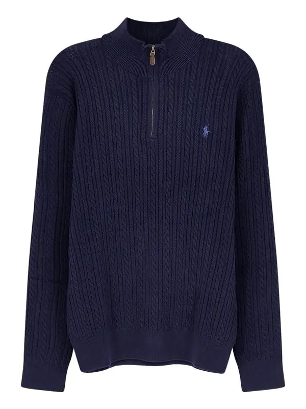 Polo Ralph Lauren Cable Knit Sweater With Zip - Blue