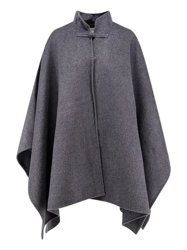 RÓHE Wool Cape With Toggle - Grey