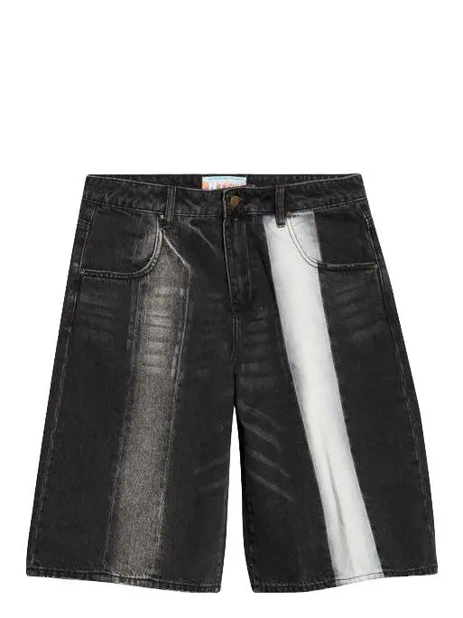 NOTHING GROWS OVERNIGHT Panel Denim Shorts - Black
