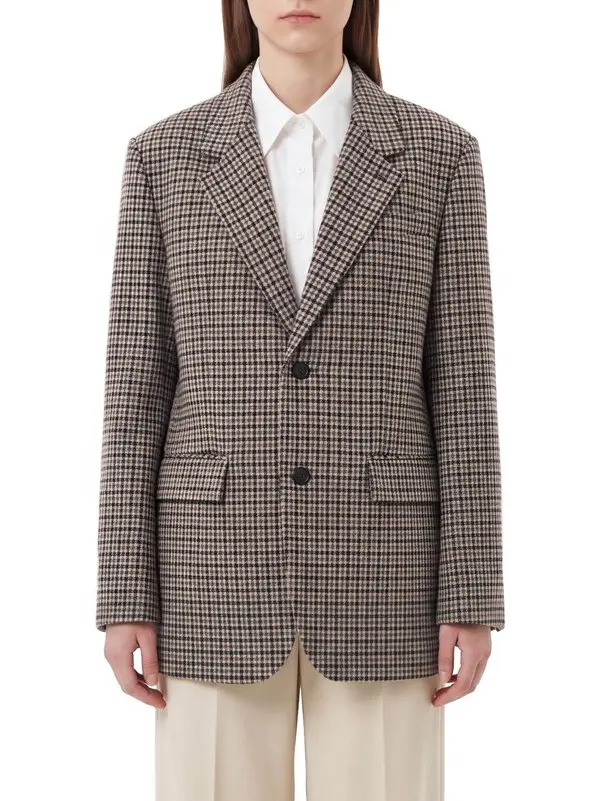 DUNST Single-breasted Cropped Blazer In Pure Cashmere With Lapel Collar - Black