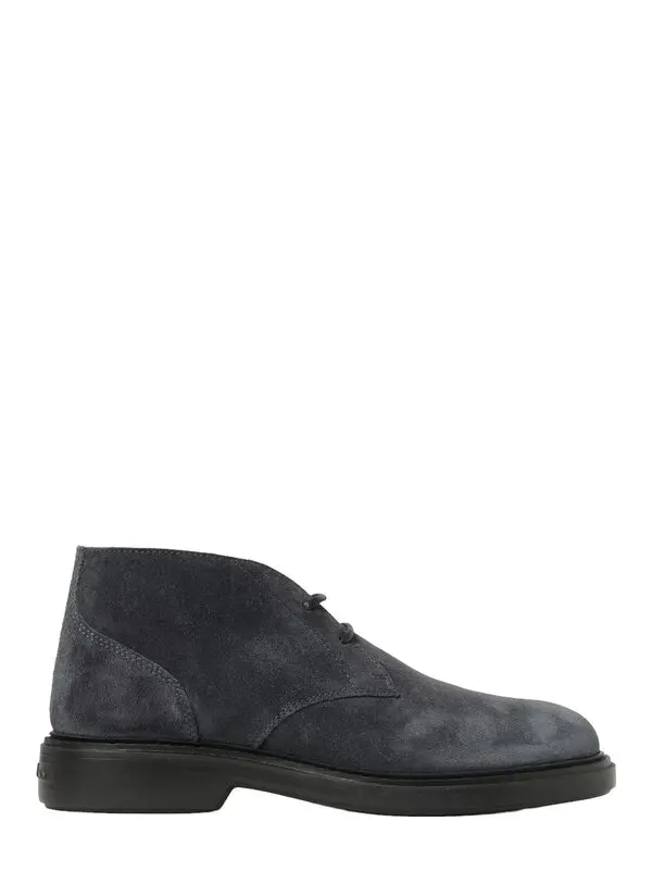 Hogan H669 Suede Chukka Boots With Round Toe And Rubber Sole - Blue