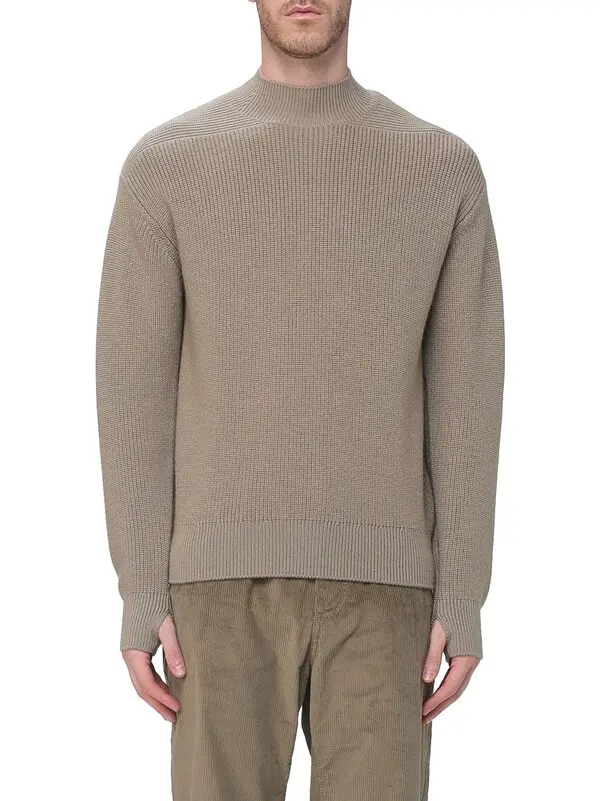 PAOLO PECORA High-neck Cotton Jumper With Dropped Shoulders - Grey