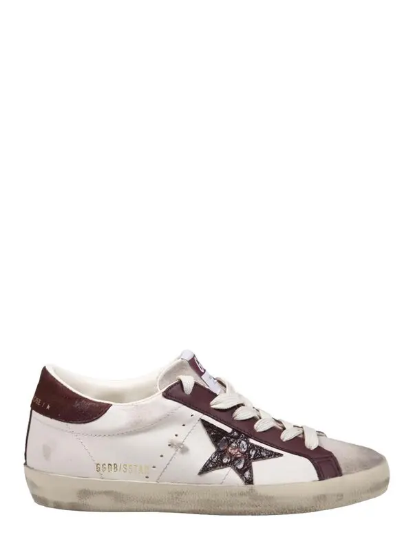 GOLDEN GOOSE Super-star Low-top Trainers In Cowhide Leather With Distressed Effect - Multicolor