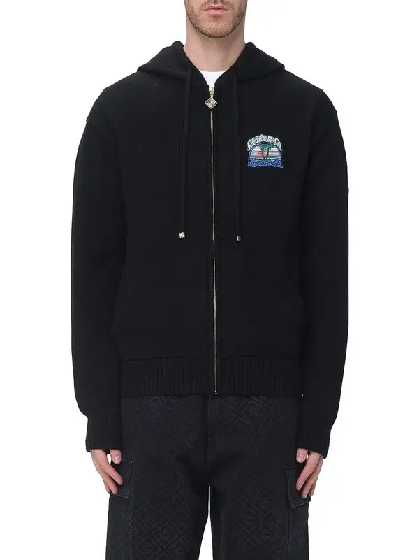 Casablanca Graphic Print Wool Zip-up Hoodie - Black