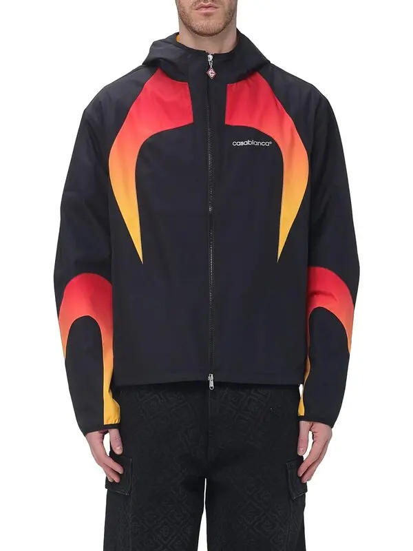 Casablanca Abstract Logo Print Hooded Windbreaker Jacket In Polyester - Multicolor