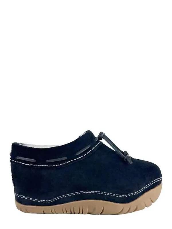 UGG Suede Wedge Mules With Fur Lining - Black