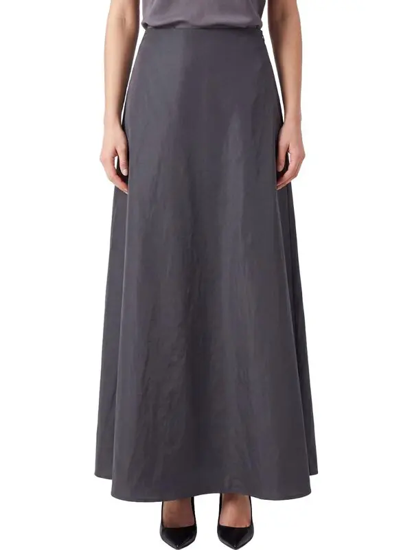 Tagliatore High-waisted Crêpe A-line Long Skirt - Grey