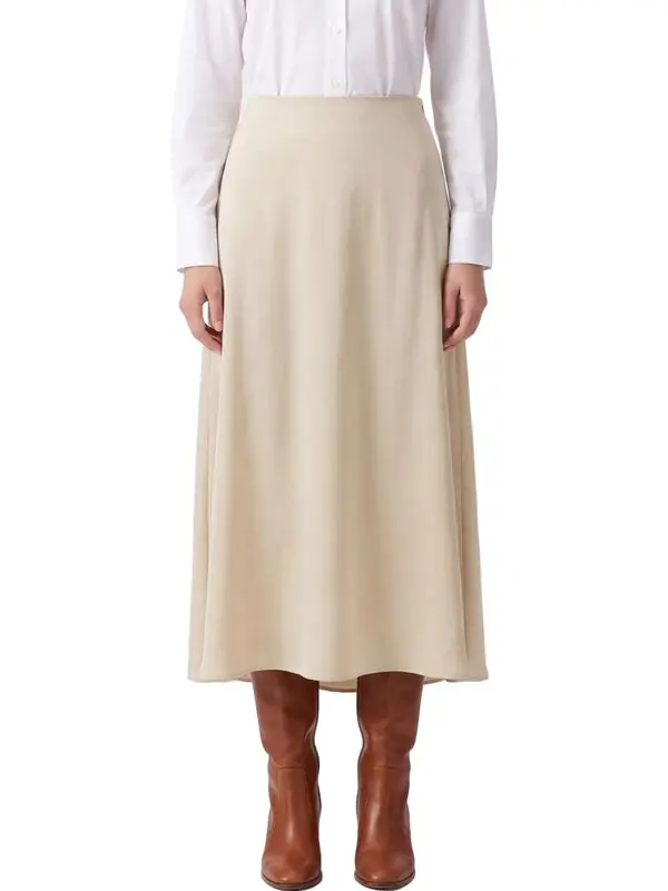 Tagliatore High-waisted Crêpe A-line Long Skirt - White