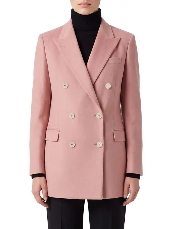 Tagliatore Double-breasted Pure Cashmere Blazer With Peak Lapels - Pink