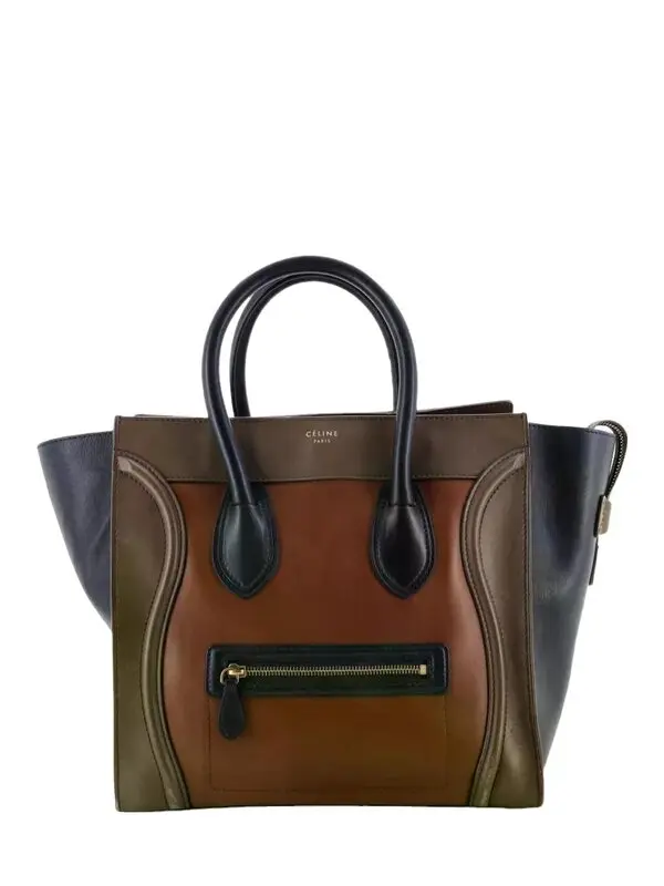 Celine Tricolor Luggage Bag Leather Mini Tote Bag - Brown