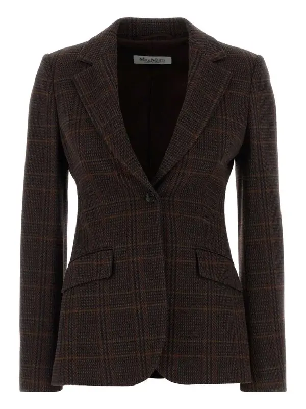 Max Mara Embroidered Wool-blend Blazer - Checked