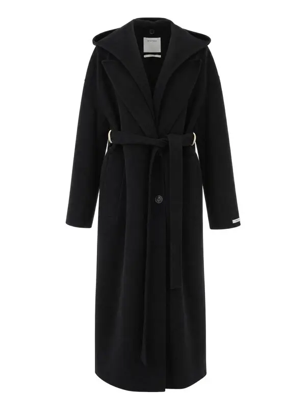 Sportmax Hooded Belted Wrap Coat - Nero