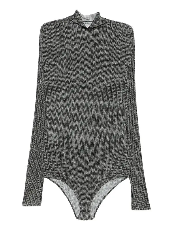 MAISON MARGIELA Sheer Gradient High-neck Bodysuit With Long Sleeves - Grey