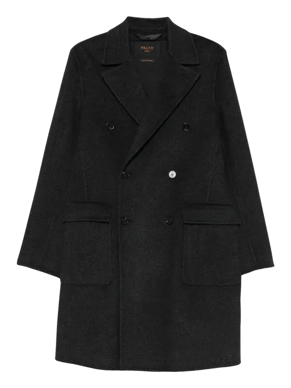 PALTO' Wool & Nylon Overcoat With Quilted-style Lining - Grey